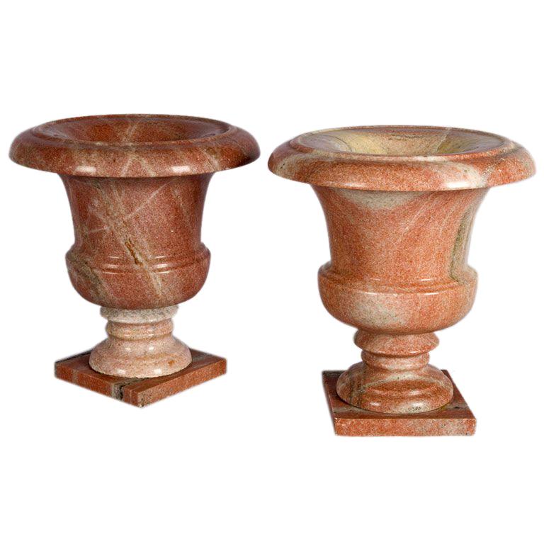 Pink Rose Classical Marble Urn Vases For Sale at 1stDibs