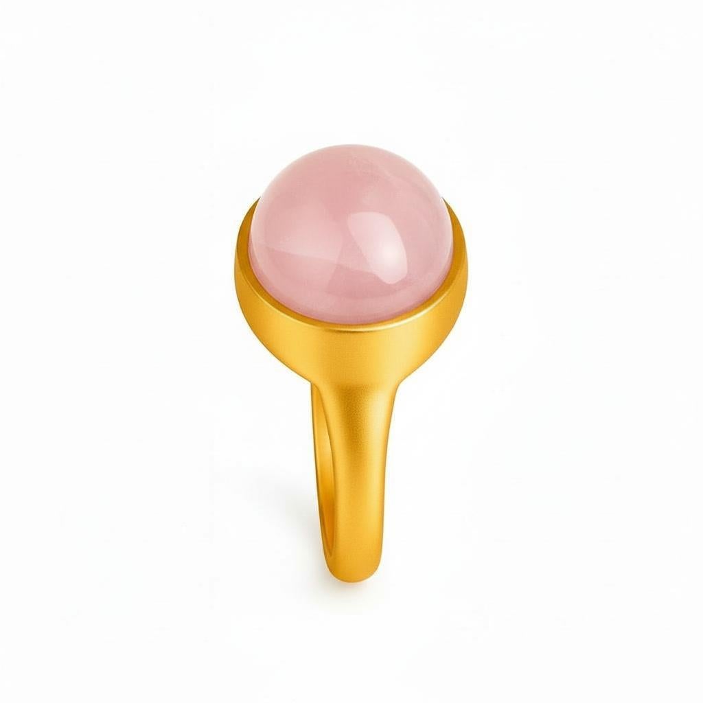 Customizable Pink, rose quartz cabochon ring For Sale at 1stDibs