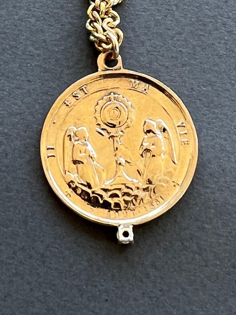 Pink Ruby French Medal Coin Necklace Chain Jeanne Le Mat J Dauphin For ...