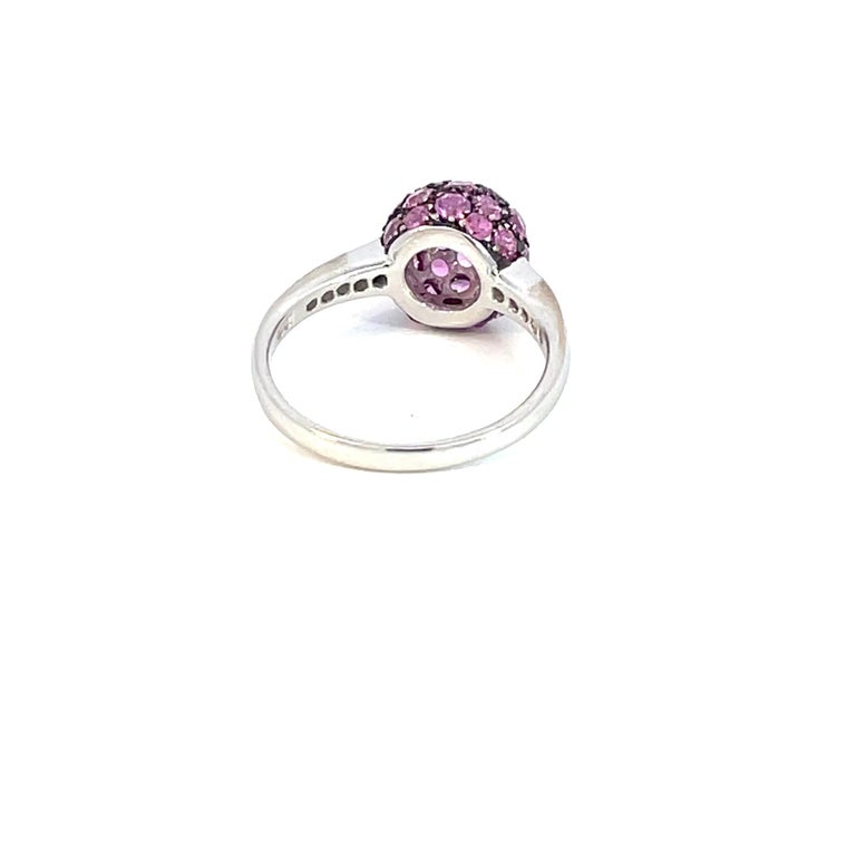 Pink Sapphire and Diamond Ball Ring in 18 Karat White Gold For Sale at ...