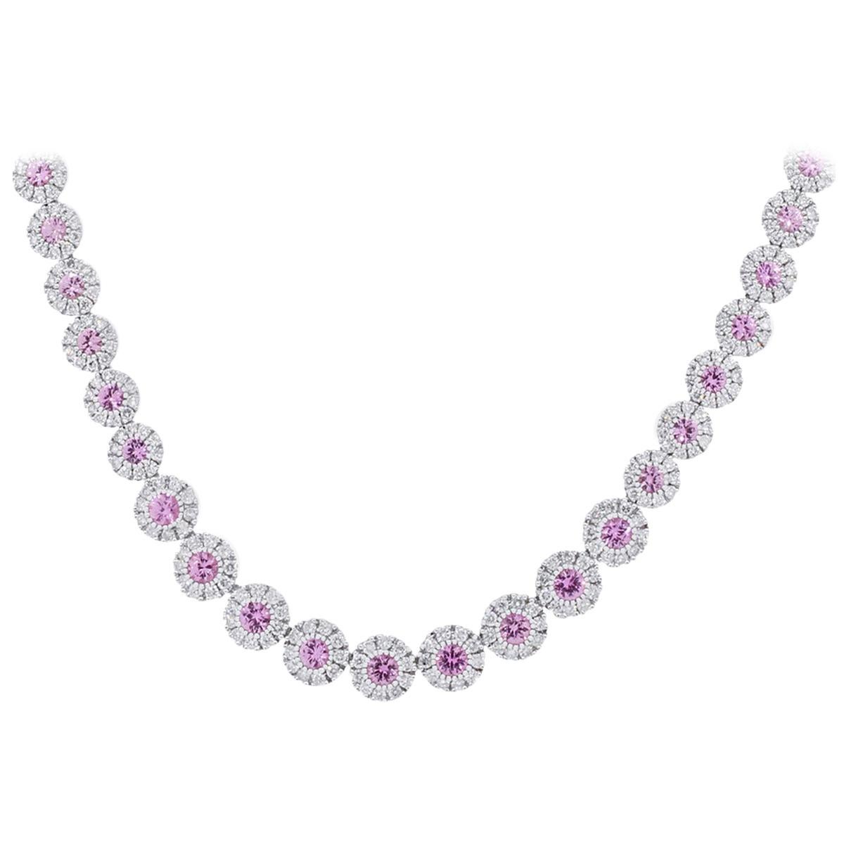 A Diamond And Pink Sapphire Necklace, By CHANTECLER at 1stDibs