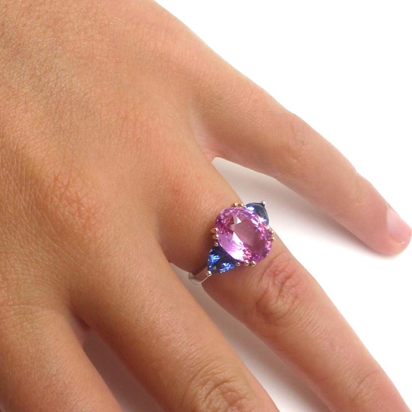 Pink Sapphire And Tanzanite Gold Ring at 1stDibs | pink tanzanite ring ...