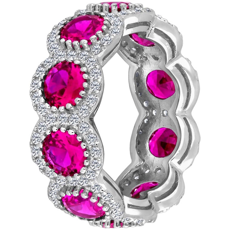 Pink Sapphire Diamond Eternity Band For Sale at 1stDibs