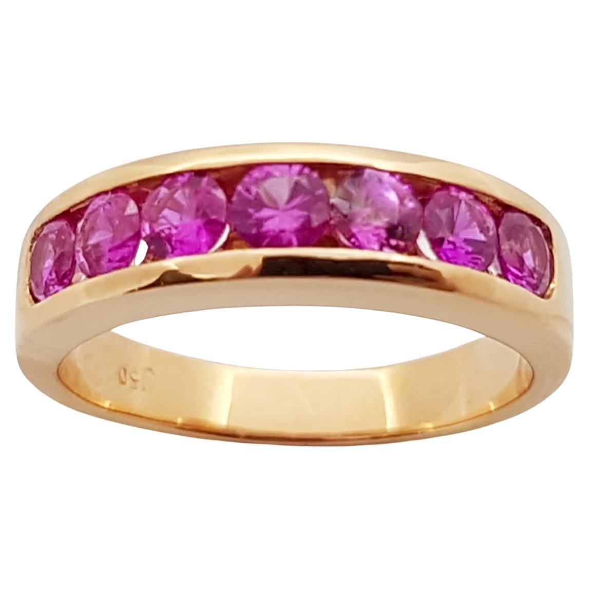 Pink Sapphire Ring set in 18 Karat Rose Gold Settings For Sale at 1stDibs
