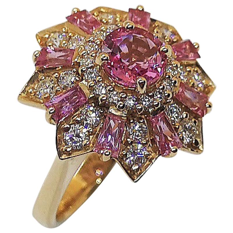 Star Ruby, Pink Sapphire and Diamond Ring Set in 18 Karat Rose Gold ...