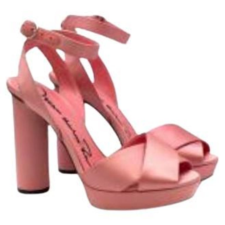 pink satin crossover satin Dasha platform sandals For Sale at 1stDibs