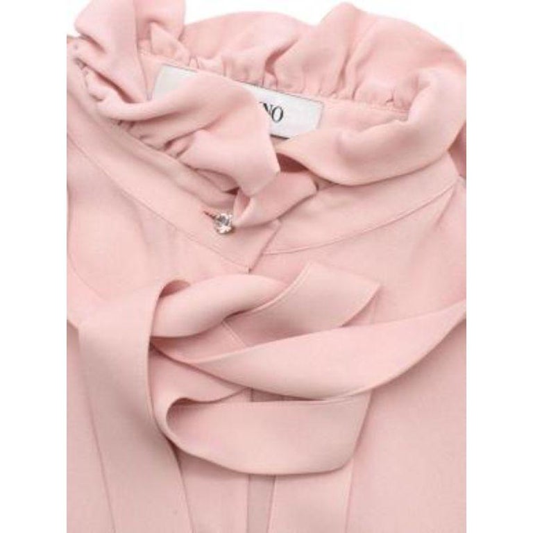 Pink silk crepe lavaliere blouse For Sale at 1stDibs