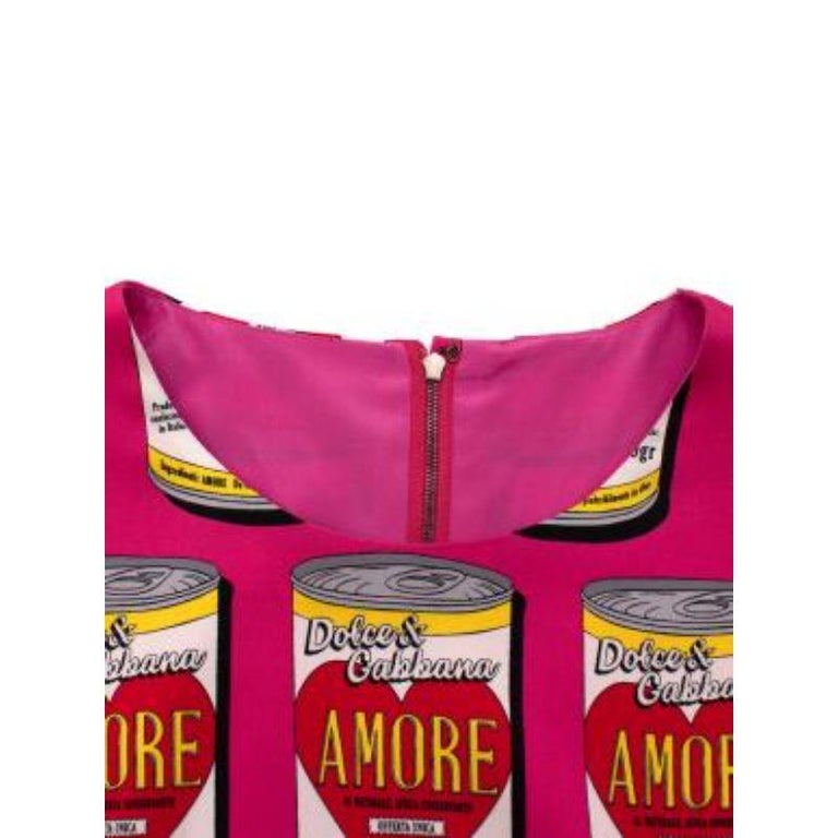 Pink Silk Soup Can Print Shift Dress For Sale at 1stDibs
