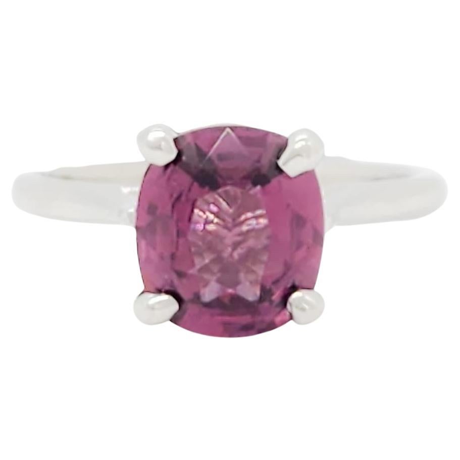 Stylish Solitaire Cushion Pink Tourmaline Gold Ring at 1stDibs