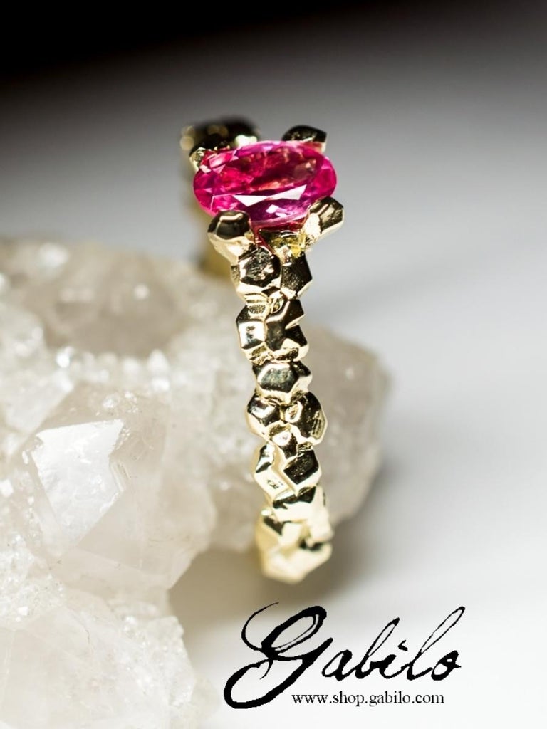 Pink Spinel Ring Gold Classic Oval Cut Gem Engagement Gift For Sale at ...