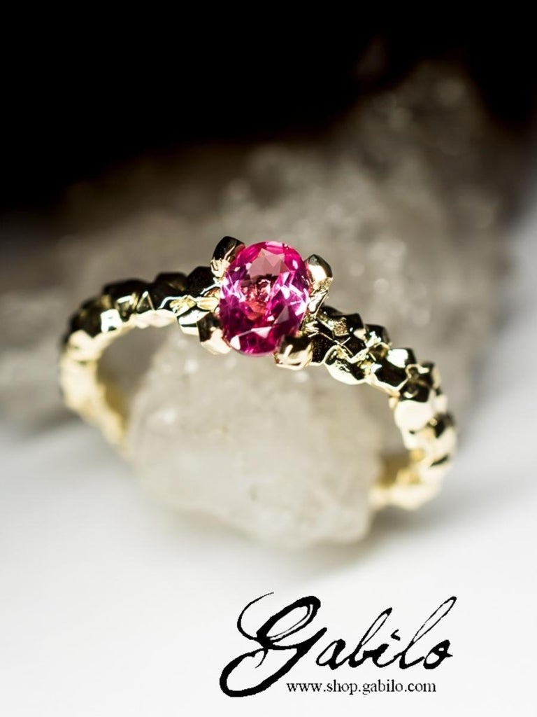 Pink Spinel Ring Gold Classic Oval Cut Gem Engagement Gift For Sale at ...