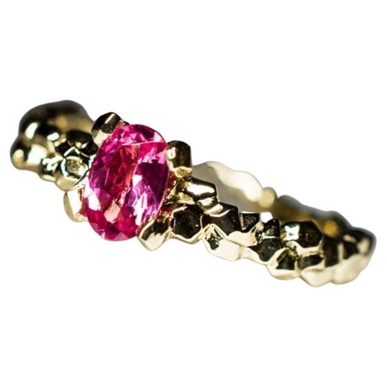 Pink Spinel Ring Gold Classic Oval Cut Gem Engagement Gift For Sale at ...