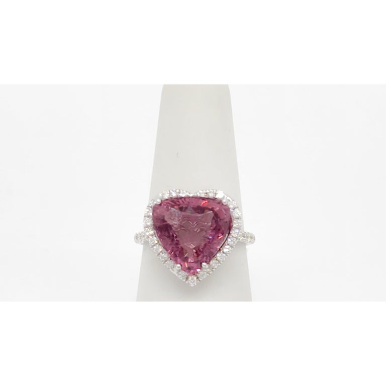 Pink Spinel Triangle and Diamond Cocktail Ring in 18k White Gold For ...
