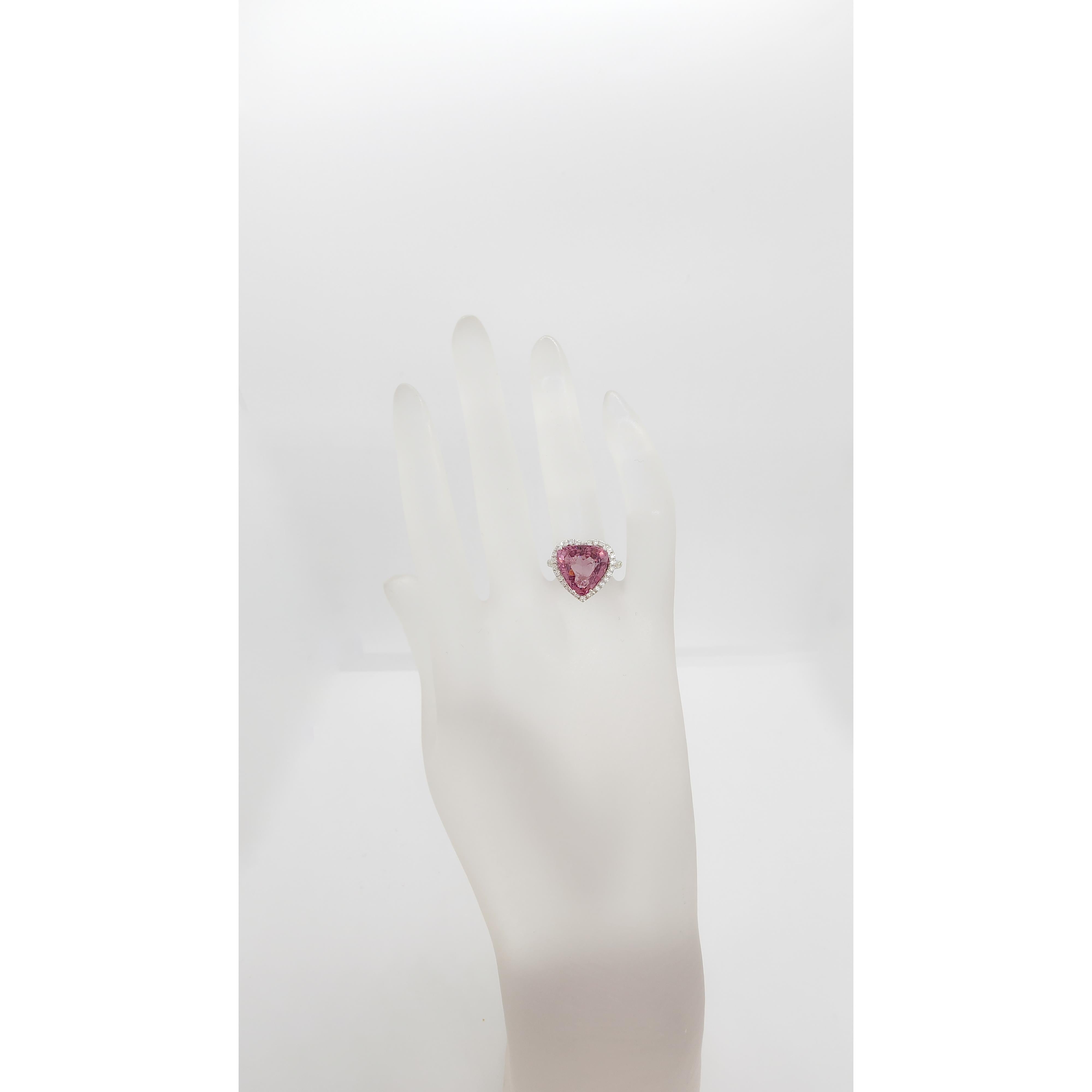 Pink Spinel Triangle and Diamond Cocktail Ring in 18k White Gold For ...