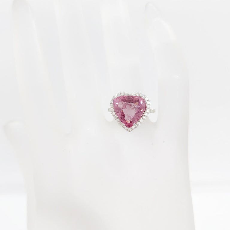 Pink Spinel Triangle and Diamond Cocktail Ring in 18k White Gold For ...