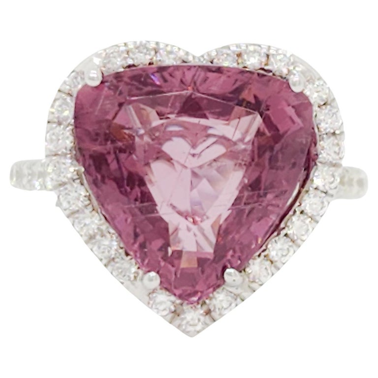 Pink Spinel Triangle and Diamond Cocktail Ring in 18k White Gold For ...