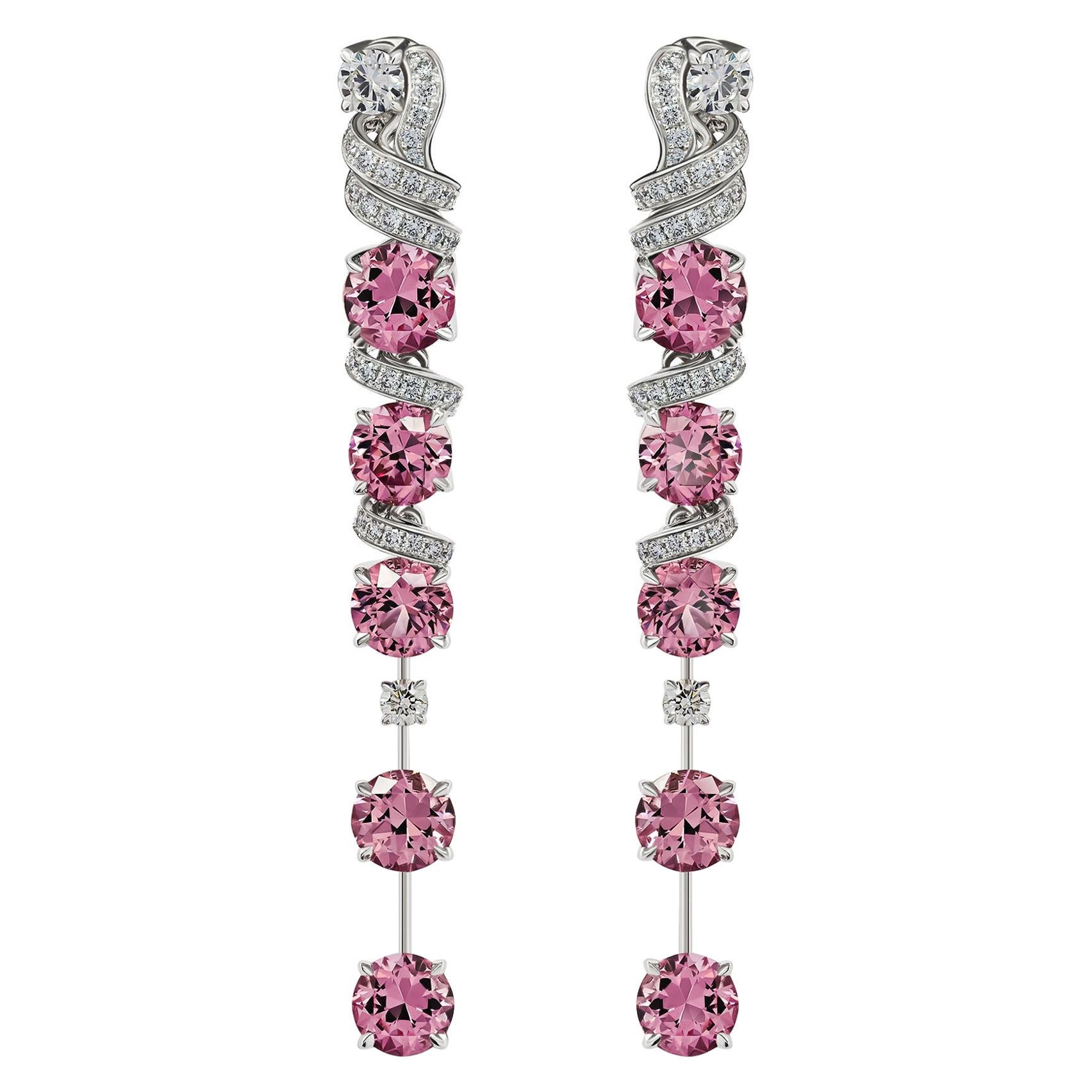 18K White and Yellow Gold Earrings Set with Engraved Tourmalines and ...