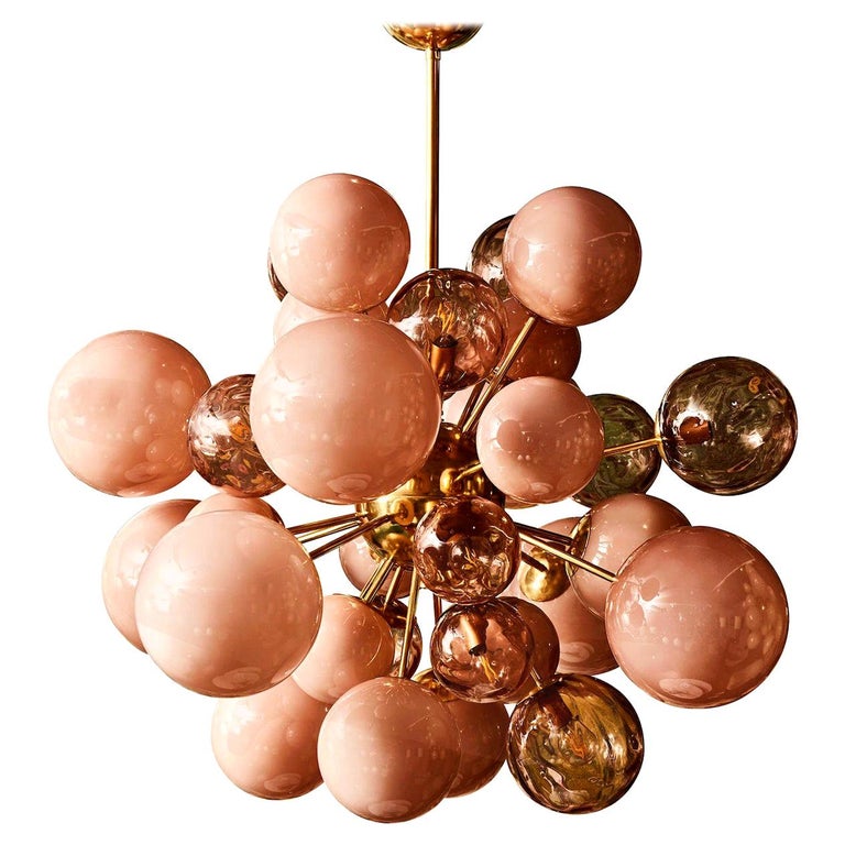 Lustre Spoutnik rose de Studio Glustin sur 1stDibs