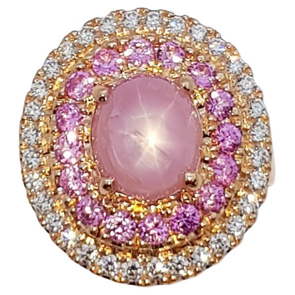 Star Ruby, Pink Sapphire and Diamond Ring Set in 18 Karat Rose Gold ...