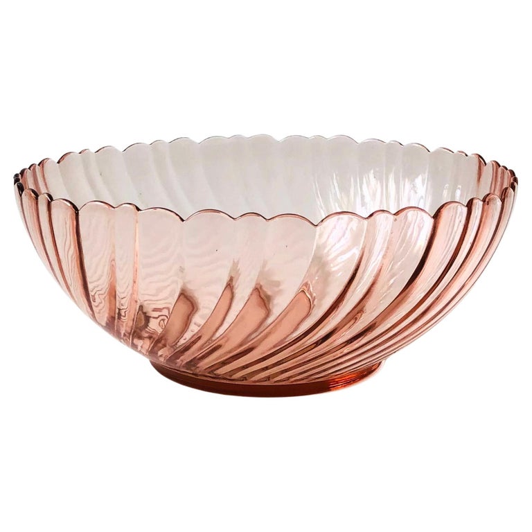 Pink Swirl Salad Bowl by Arcoroc, France For Sale at 1stDibs