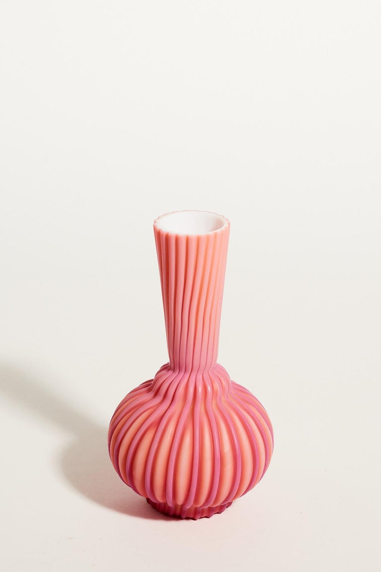 Pink Textured Matte Glass Vase at 1stDibs