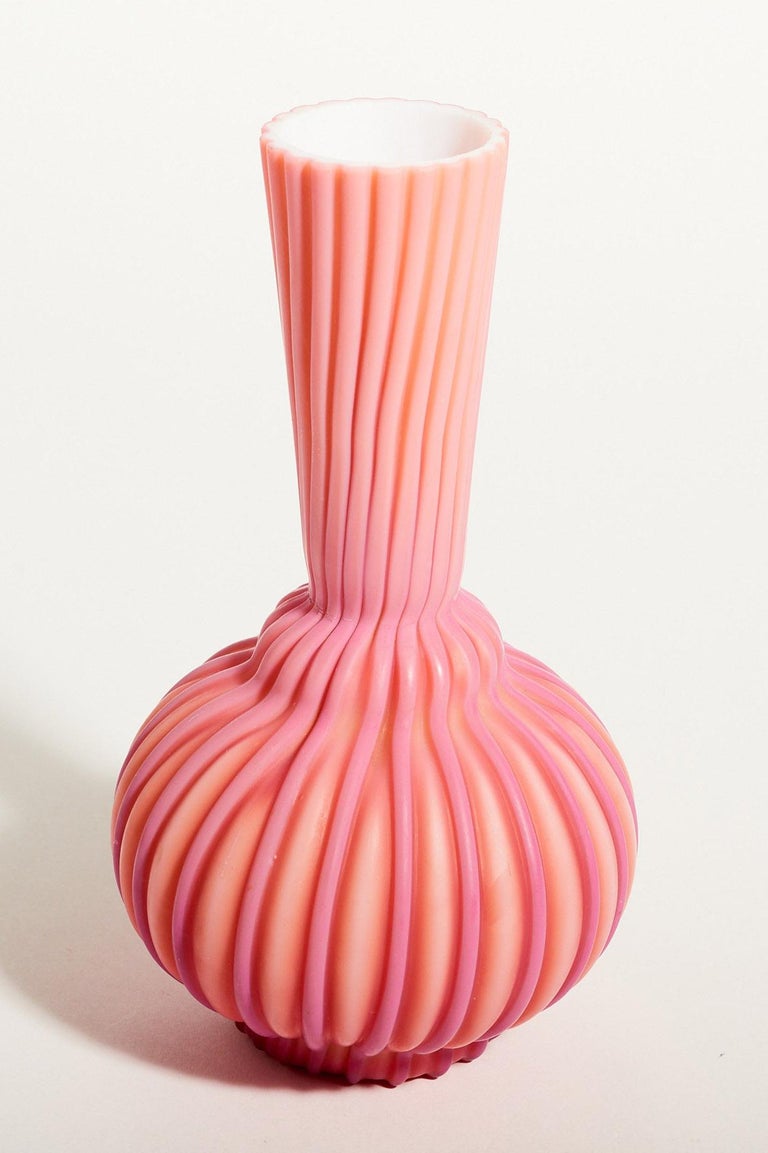 Pink Textured Matte Glass Vase at 1stDibs