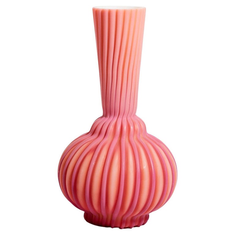 Pink Textured Matte Glass Vase at 1stDibs