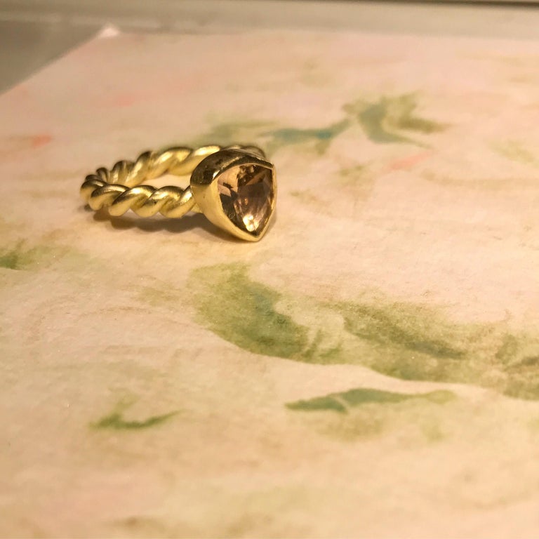 Pink Tourmaline Gold Rope Ring For Sale at 1stDibs
