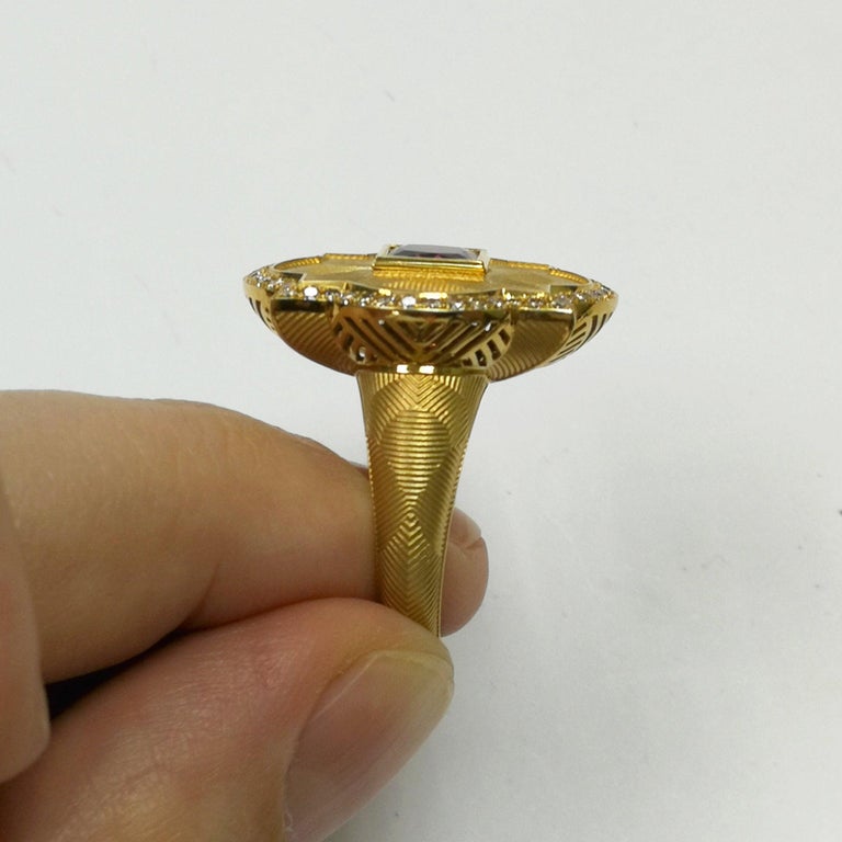 Customizable Pink Tourmaline Champagne Diamonds 18 Karat Yellow Gold ...