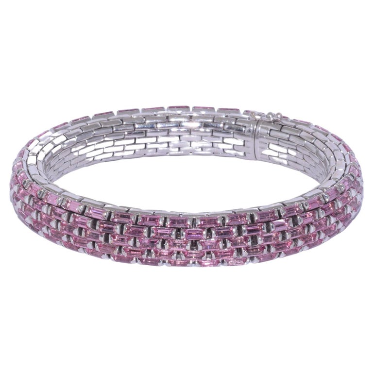 Pink Tourmaline Flexible 5 Row Bracelet For Sale at 1stDibs
