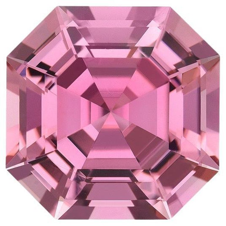 Pink Tourmaline Ring Gem 5.83 Carat Unmounted Square Emerald Cut Loose ...