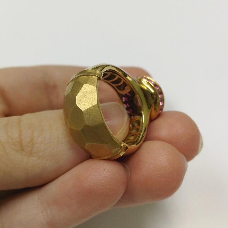 Pink Tourmaline Ruby Sapphire 18 Karat Yellow Gold Lighthouse Ring For ...