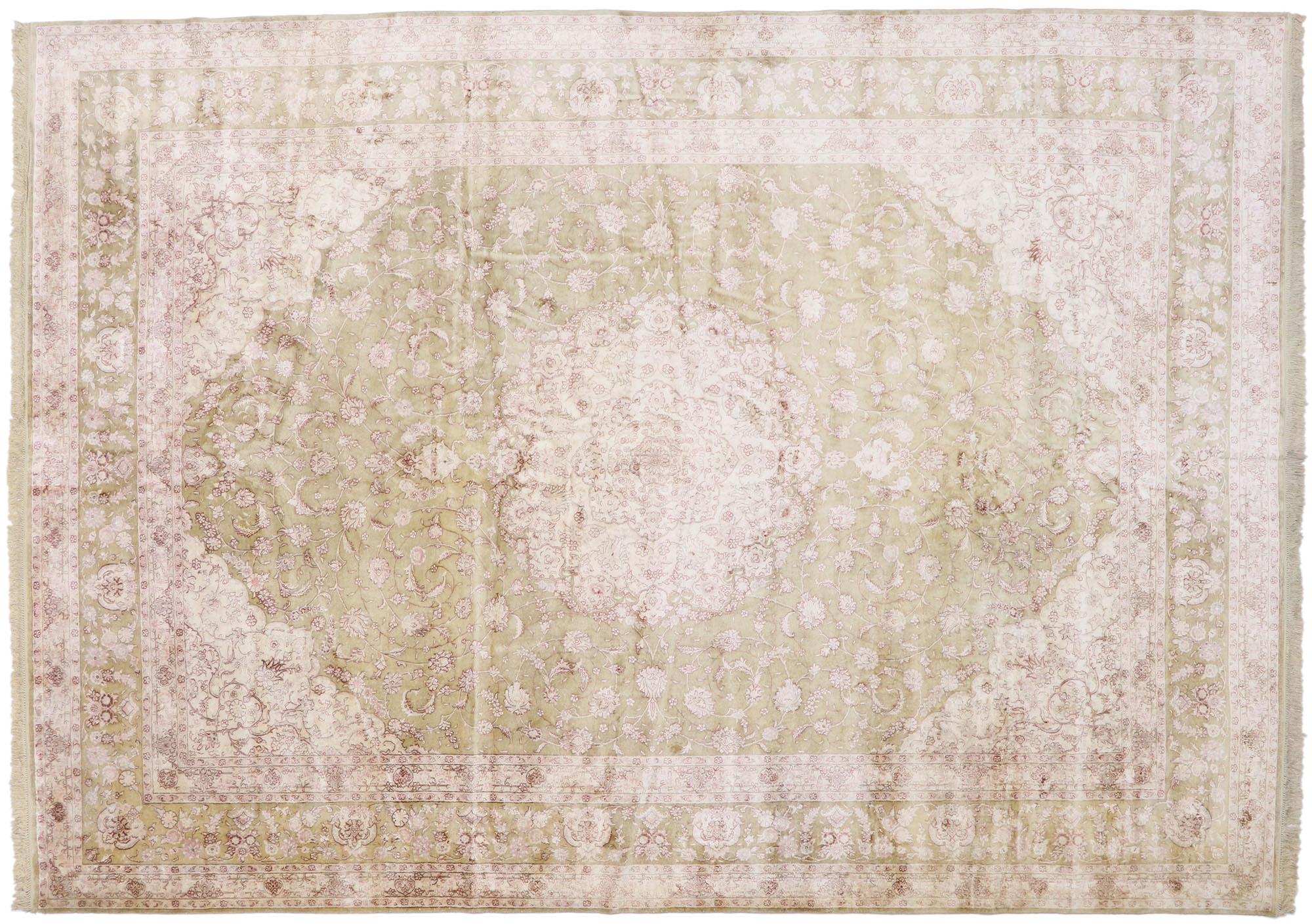 Pink Turkish Silk Hereke Carpet, 09’10 x 13’10 For Sale at 1stDibs