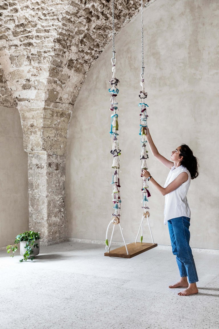 Pink Turquois textile Swing Handmade Crochet in Cotton and Polyester ...