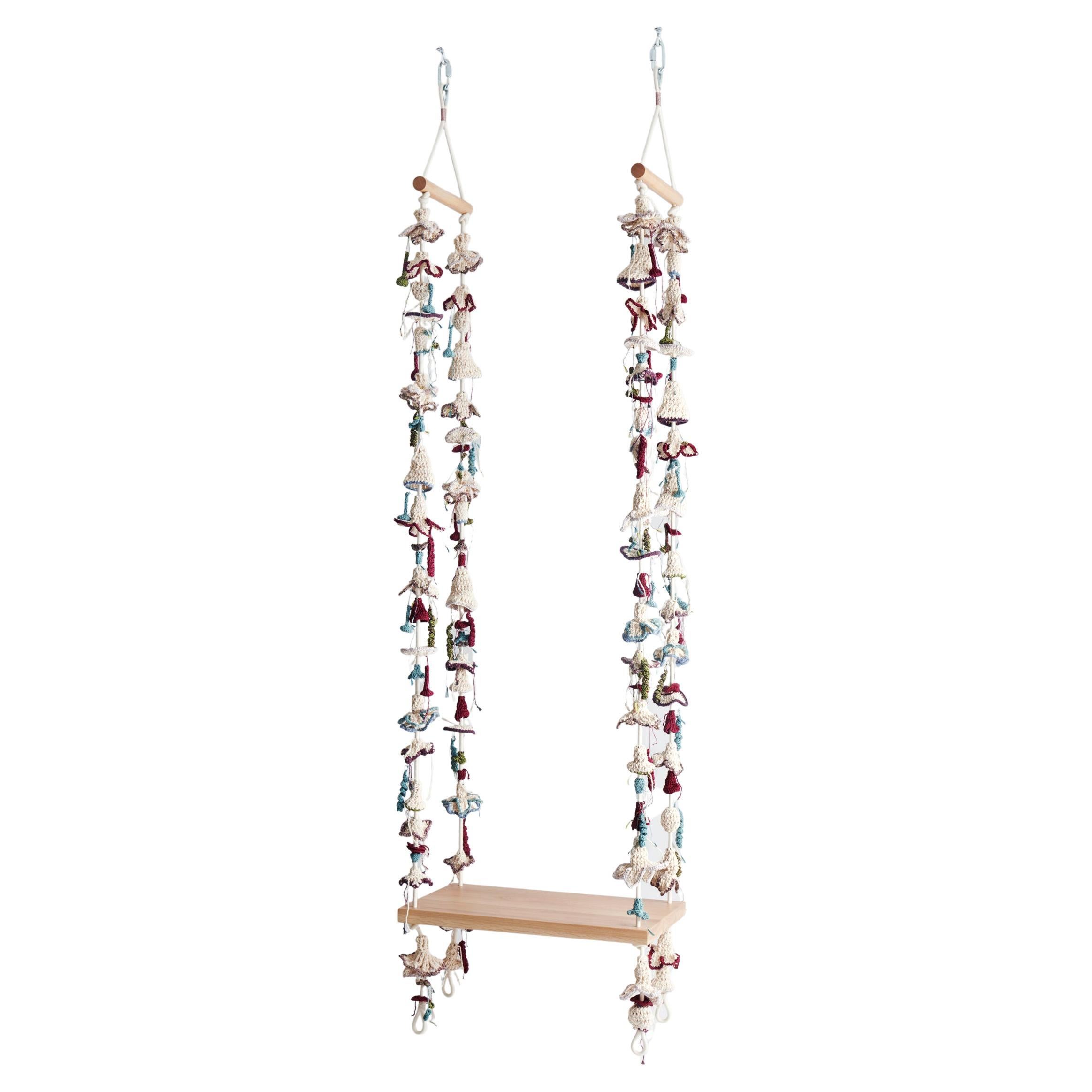 Pink Turquois textile Swing Handmade Crochet in Cotton and Polyester ...