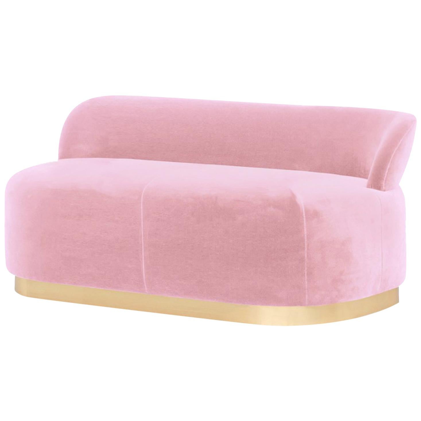 Modern Custom Bench in Light Grey Velvet with Light Pink Velvet Bolster ...