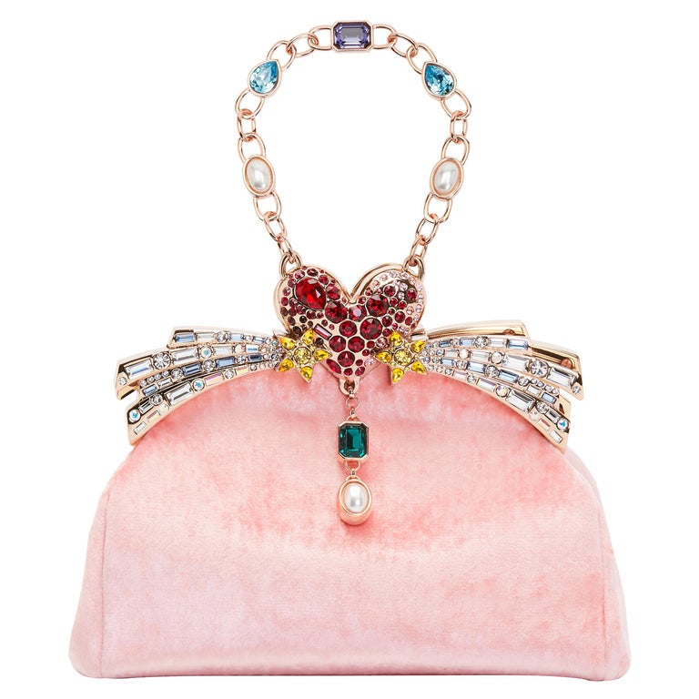 Pink velvet handmade handle bag NWOT For Sale at 1stDibs