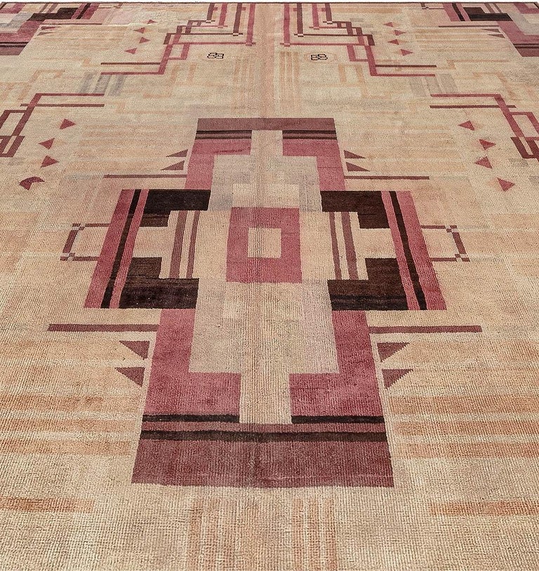 One-of-a-kind Vintage Art Deco Pink Rug by Doris Leslie Blau For Sale ...