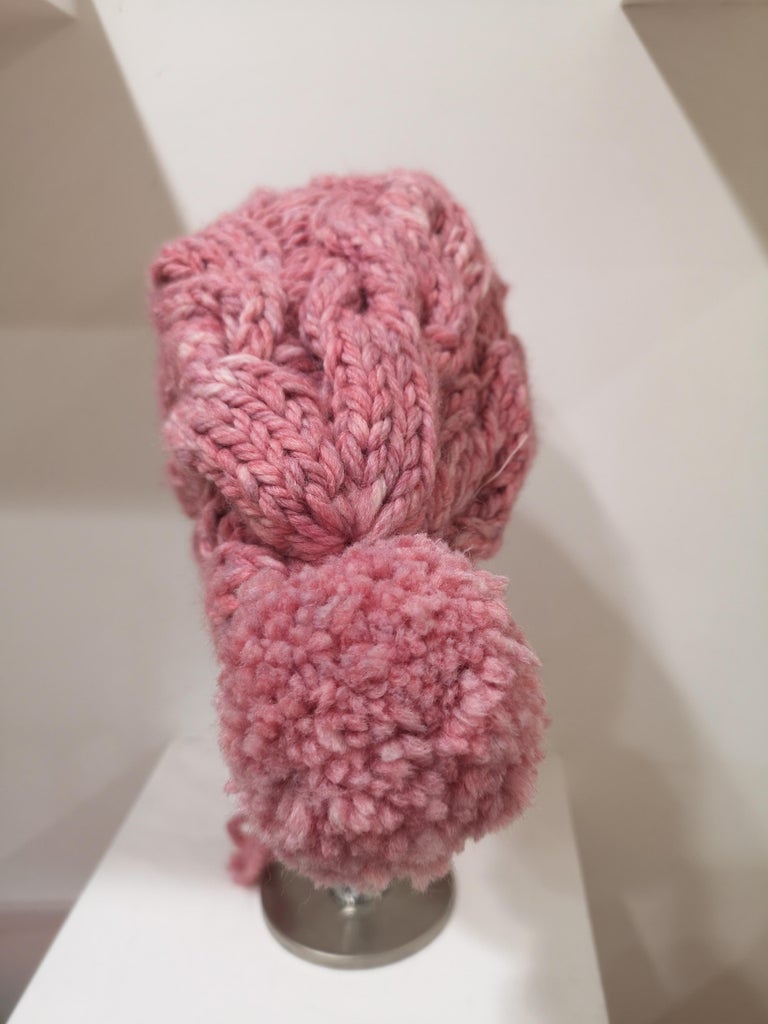 Pink wool candy brooch hat For Sale at 1stDibs