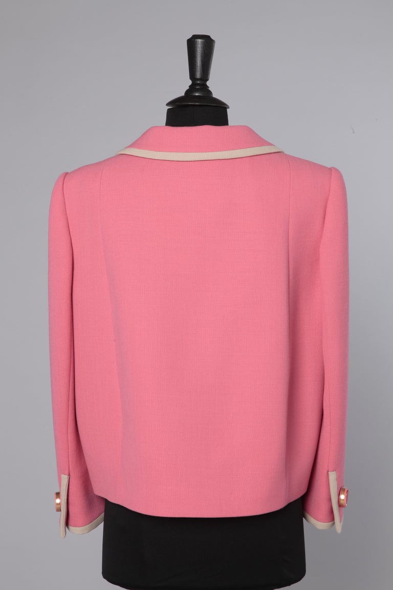 Pink wool single-breasted jacket with pink buttons Prada at 1stDibs