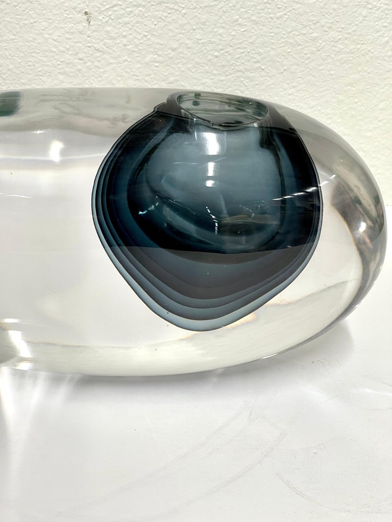 Pino Signoretto Abstract Sommerso Glass Sculpture For Sale at 1stDibs