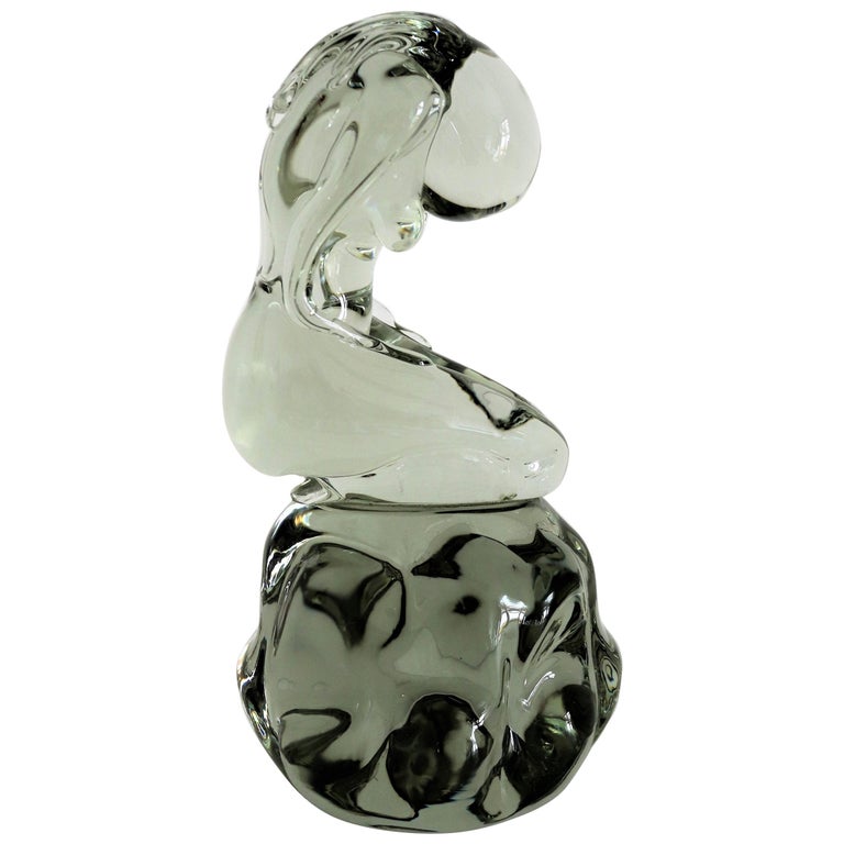 Pino Signoretto Murano Glass Sculpture of Bowed Woman, Made in Italy ...