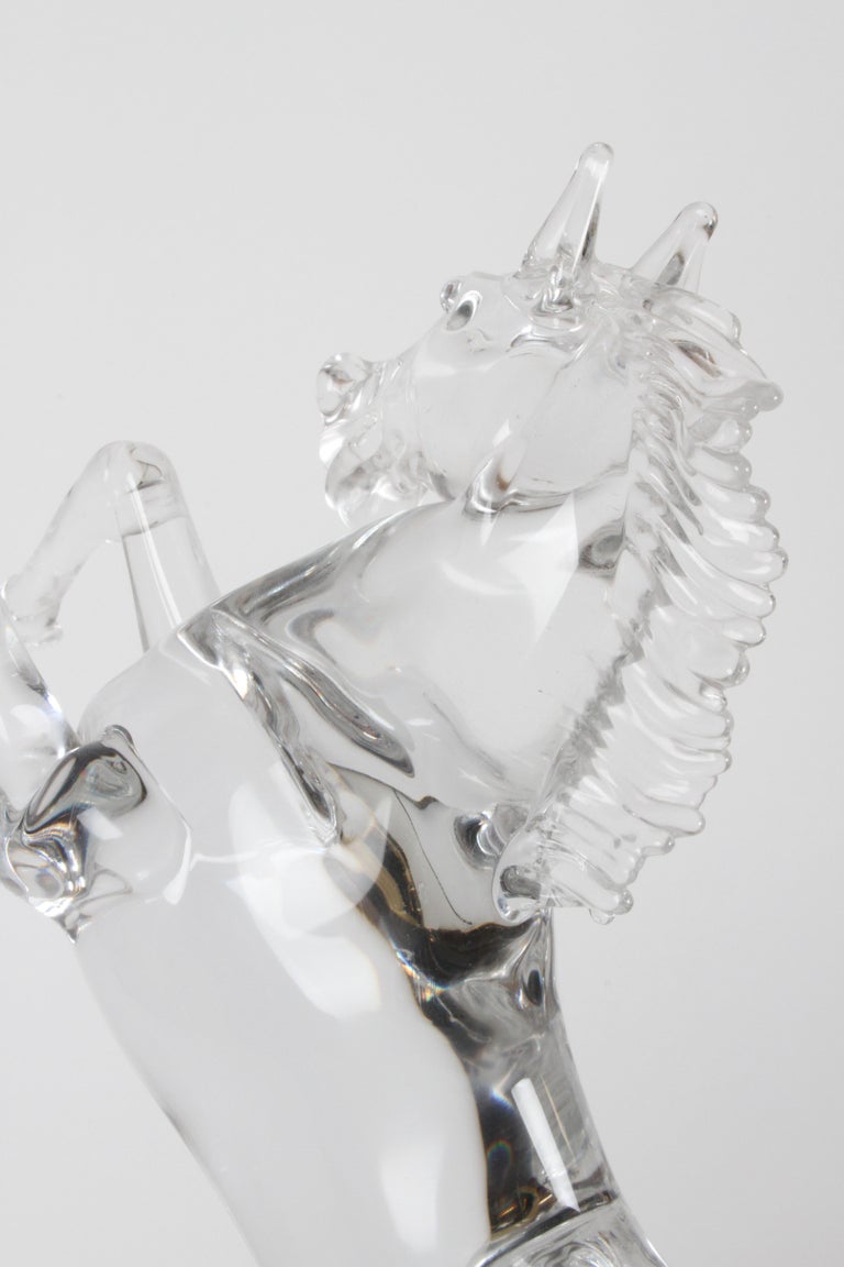 Pino Signoretto Signed Clear Murano Italian Glass Reared Up Horse ...