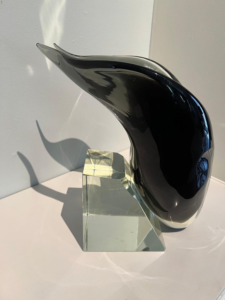 Pino Signoretto Signed Murano Glass Skull Sculpture on Crystal Base For ...