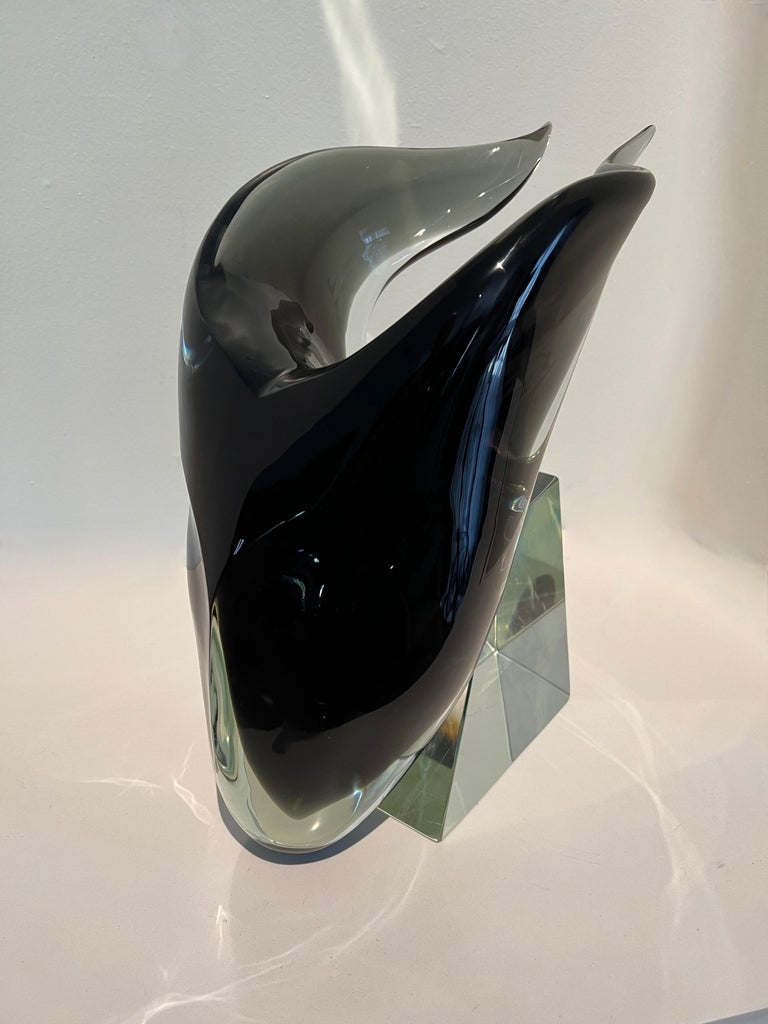 Pino Signoretto Signed Murano Glass Skull Sculpture on Crystal Base For ...