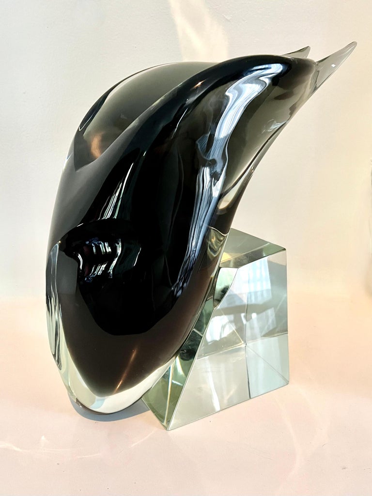 Pino Signoretto Signed Murano Glass Skull Sculpture on Crystal Base For ...