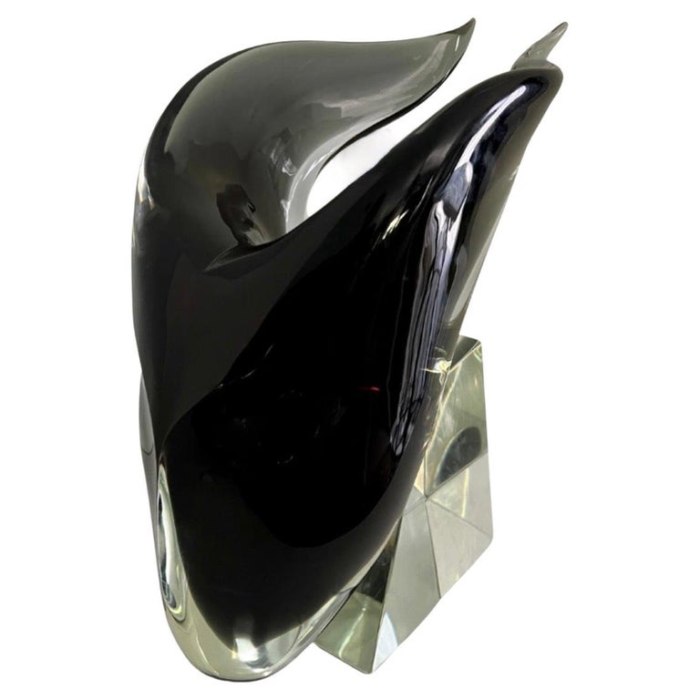 Pino Signoretto Signed Murano Glass Skull Sculpture on Crystal Base For ...