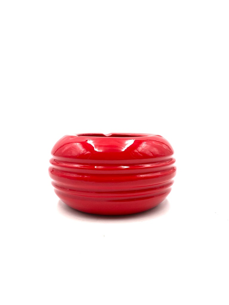 Pino Spagnolo, Large Red Ceramic Ashtray, Sicart, 1970s For Sale at 1stDibs