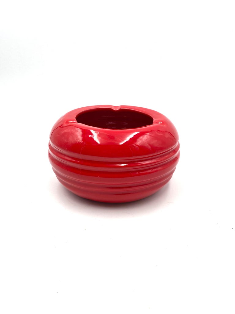 Pino Spagnolo, Large Red Ceramic Ashtray, Sicart, 1970s For Sale at 1stDibs