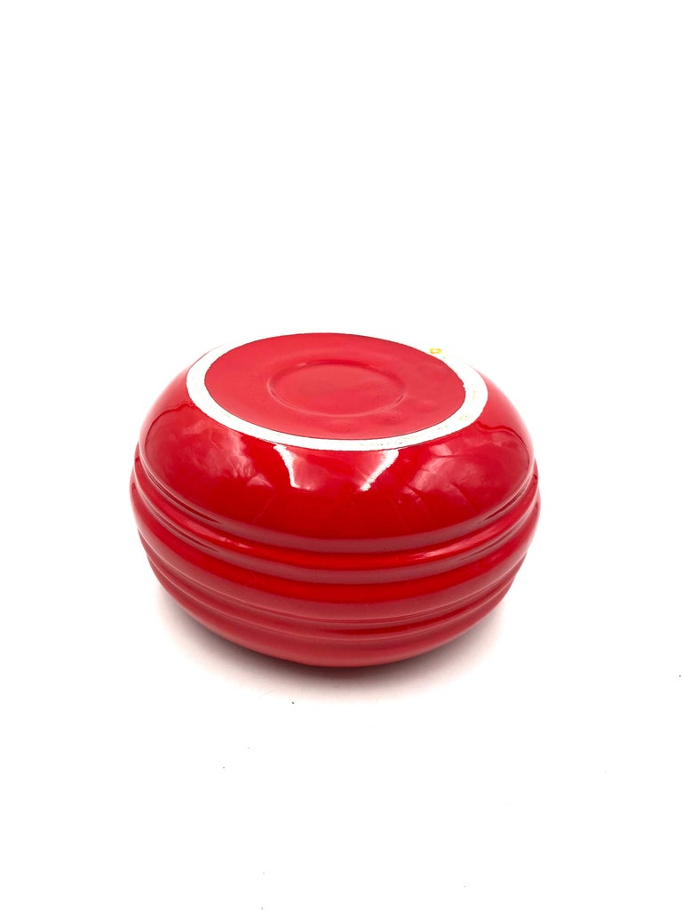 Pino Spagnolo, Large Red Ceramic Ashtray, Sicart, 1970s For Sale at 1stDibs